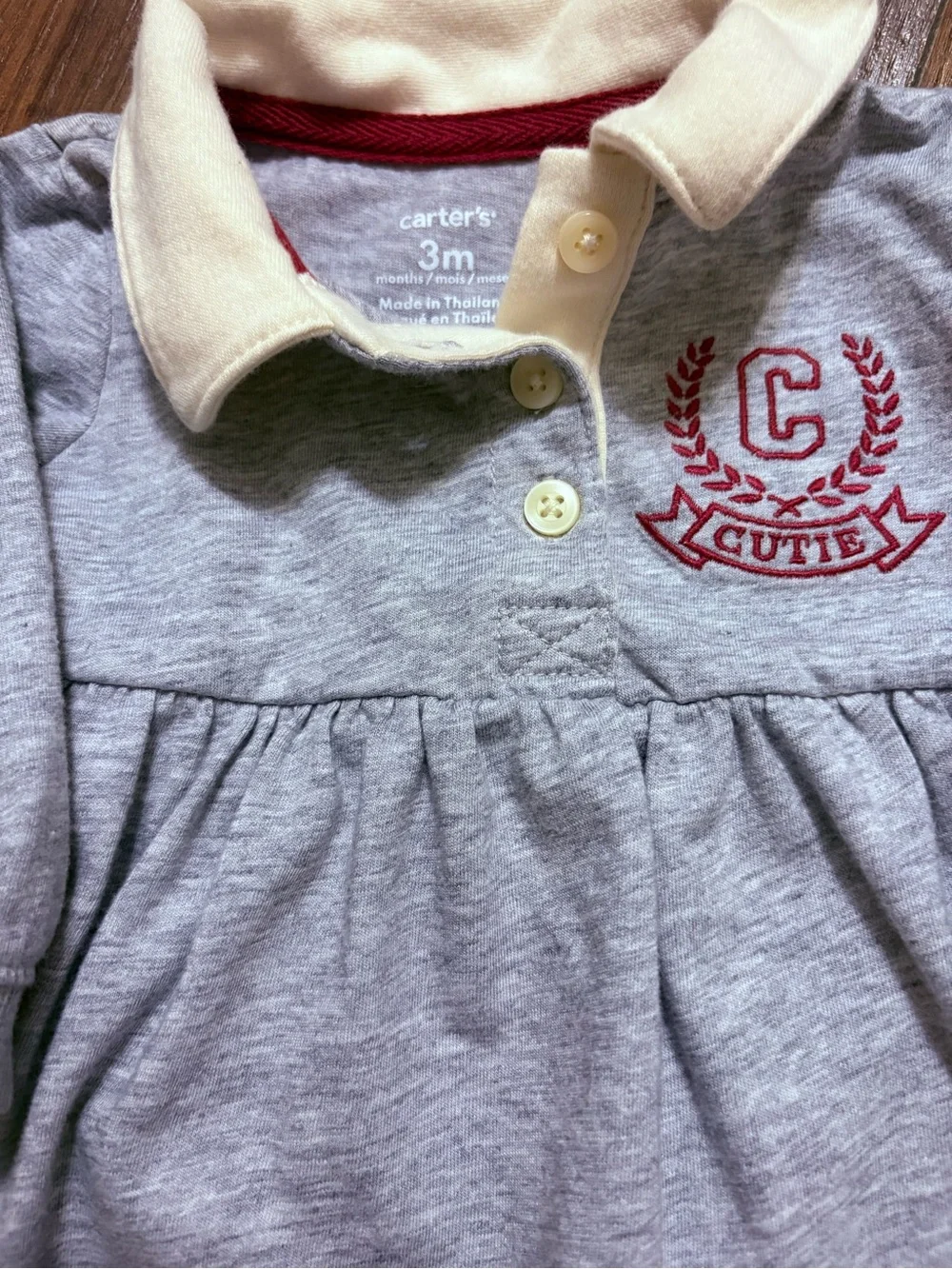 Carter's | One Pieces | Carters Gray Polo Dress Bodysuit With Cream ...